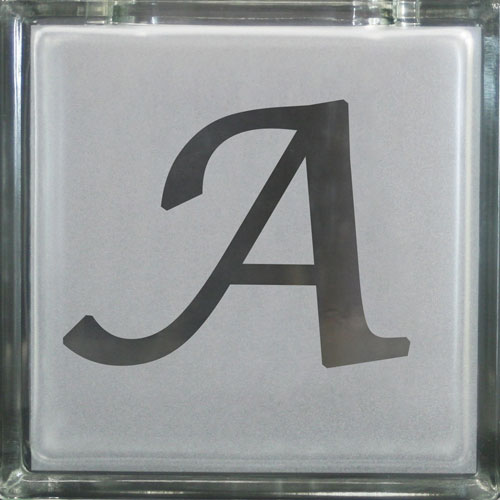 Lucidia Calligraphy Letter Negative Glass Block Bank | LaserBlox